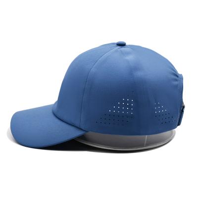 Cina Wholesale Plain 6 Panel Lightweight Quick Dry Sports Baseball Cap Performance Laser Cut Hole Sport Papa' Hat in vendita