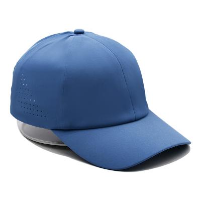 Cina Wholesale Plain 6 Panel Lightweight Quick Dry Sports Baseball Cap Performance Laser Cut Hole Sport Papa' Hat in vendita