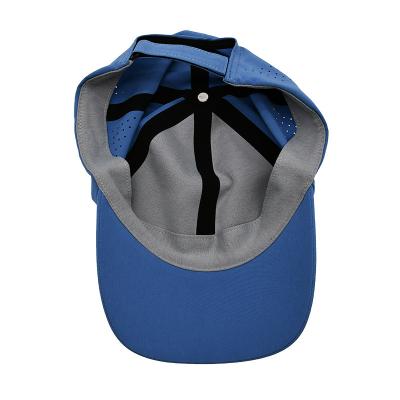 Cina Wholesale Plain 6 Panel Lightweight Quick Dry Sports Baseball Cap Performance Laser Cut Hole Sport Papa' Hat in vendita