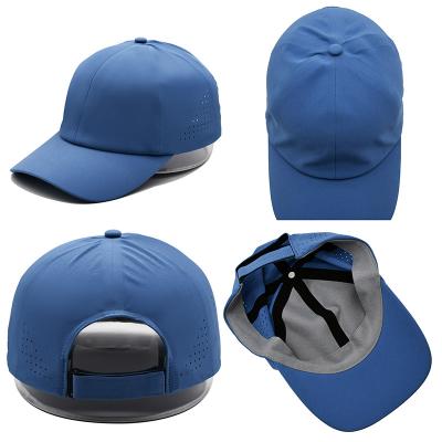 Cina Wholesale Plain 6 Panel Lightweight Quick Dry Sports Baseball Cap Performance Laser Cut Hole Sport Papa' Hat in vendita