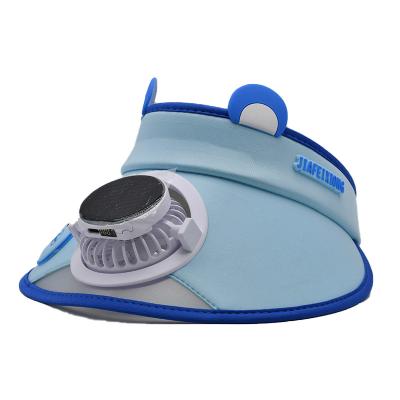 China Wholesale Korean Cute Little Bear Children's Solar Fan Hat Custom Outdoor Boys Girls Sunshade Cartoon Wide Brim Sun Visor Hat Cap for sale