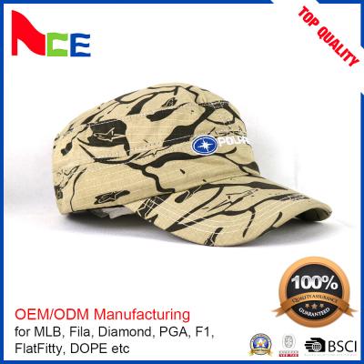 China Flat Embroidery Camo Military Cadet Cap Adjustable For Unisex 56-60cm for sale