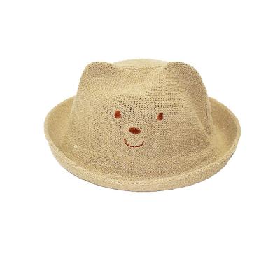 China Korean Version Baby Cat Ears Hat , Kids Summer Hats Straw Material for sale