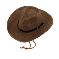 China Custom Embroidered Logo Summer Cowboy Straw Hat for Men Women 60cm for sale