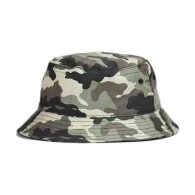 China Customize Camo Jungle Summer Sun Fishing Bucket Caps For Outdoor Activity for sale