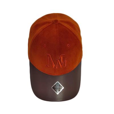 China Private Label 3d Embroidered Baseball Cap PU Brim Polyester Material for sale