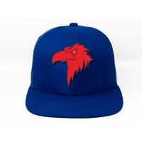China Wholesale 58cm Flat Brim Snapback Hats Navy Blue Plastic Buckle Eagle Logo Custom for sale
