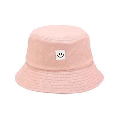 China 7cm Long Brim Pink Fisherman Bucket Hat With Plastic Hook Loop for sale