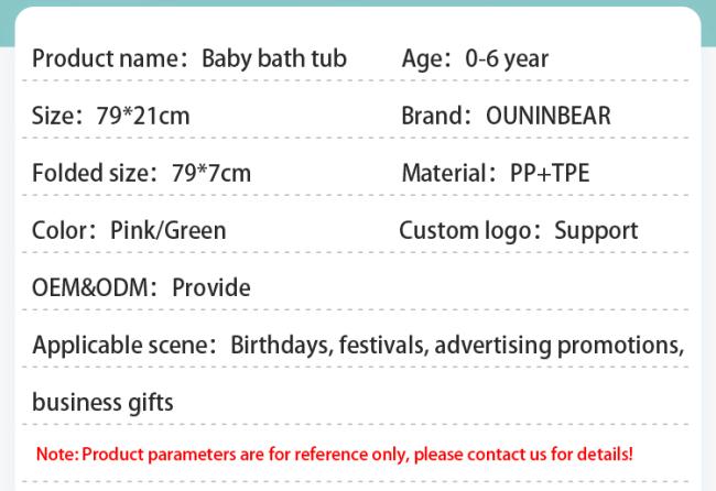 3 Colors Choose Customized Logo Collapsible Infant Tub Bigger Size Kids Bathtub With Thernometer Display