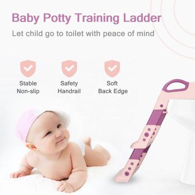 China Customization Logo PP Plastic Foldable Baby Toilet Seat Potty Seat With Steps for sale