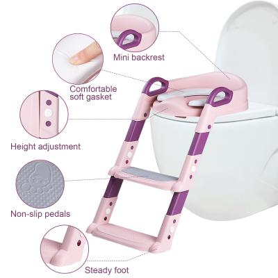 China Customization Logo PP Plastic Foldable Baby Toilet Seat Potty Seat With Steps for sale