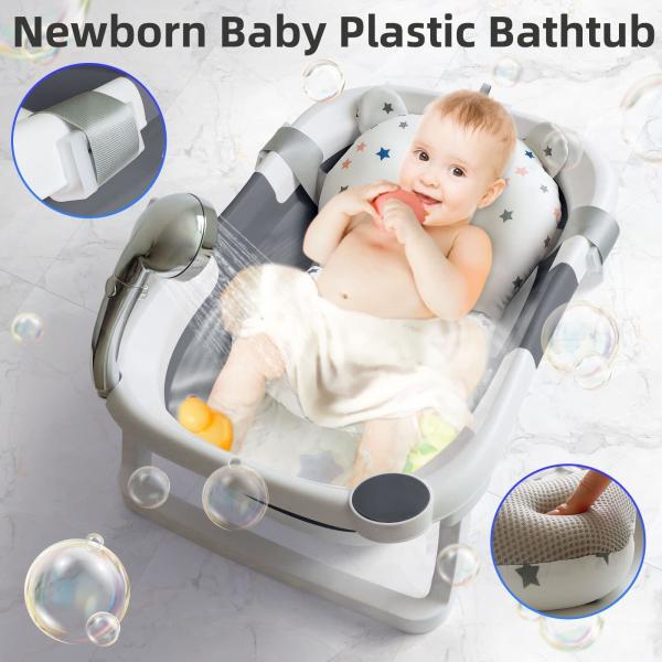 Quality Newborn Baby Bath Tub Set TPE Plastic Soft Cushion Collapsible Children'S Bath for sale