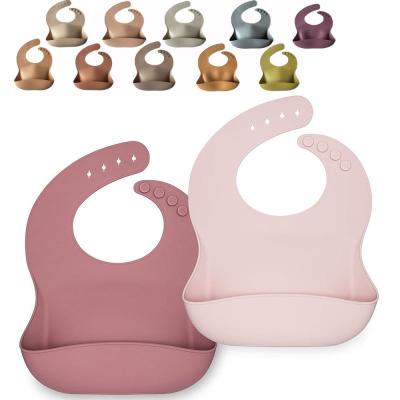 China Factory Offer EN-71 Certification Water Proof Silicone Bibs Food Grade Baby Feeding Bibs for sale