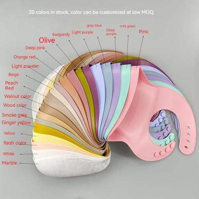 China Factory Offer EN-71 Certification Water Proof Silicone Bibs Food Grade Baby Feeding Bibs for sale