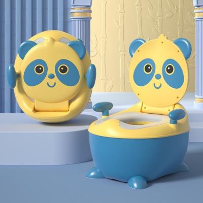 China Liefste Panda vorm Blauw Geel Cartoon Baby Training Potty met EN71 Certificering Te koop
