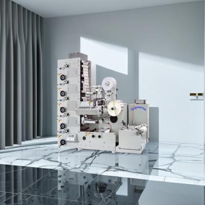 Китай ОБЯЗАТЕЛЬНЫЙ ФЛЕКСОГРАФИЧЕСКИЙ высокоскоростной печатный станок на этикетках магнитное силовое торможение 5 цветная печать 2 УФ-сушилки и 2 ротационные продается