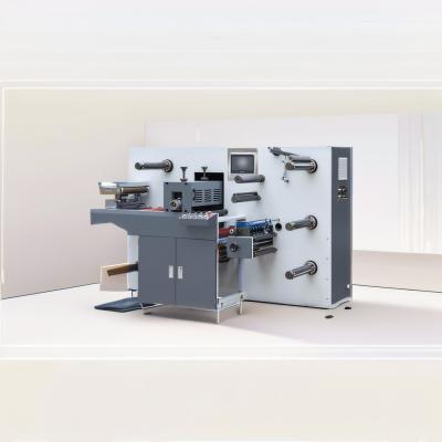 China 15KW INTERMITTENT ROTARY DIE CUTTING MACHINE AT 120M/MIN SLITTING SPEED MAX REWINDING DIAMETER 600MM WITH TURRET REWIND for sale