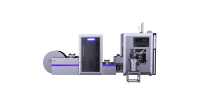 China Fully Automatic Slitting and No Glue 4 Shaft Turret Rewinding Machine with Separated Unwinding Device for sale