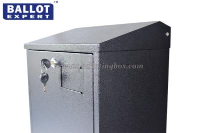 China Opaque Metal Ballot Box Steel Lockable Black Squeezing Resistant for sale