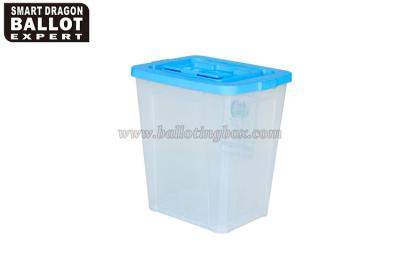 China Urna de voto plástica transparente com parte superior impressa costume 43 * 35cm do logotipo à venda