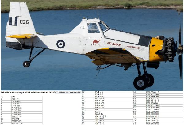 Quality PZL-Mielec M-18 Dromader Aviation Materials for sale