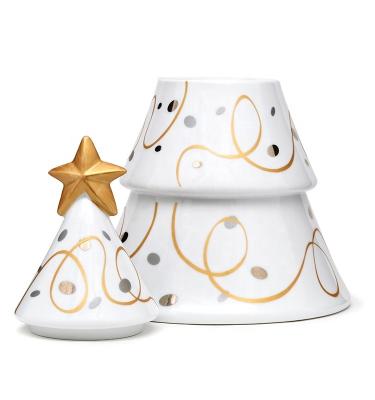 Cina 3D Cucina di Natale Caffè Tè Zucchero Regalo Barattolo Bottone in forma di albero Conservatorio Dorato Argento Pittura a mano in vendita