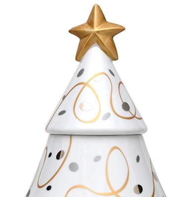 Cina 3D Cucina di Natale Caffè Tè Zucchero Regalo Barattolo Bottone in forma di albero Conservatorio Dorato Argento Pittura a mano in vendita