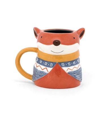 China Groothandel 3D Dieren Oranje eekhoorn in de vorm van Keramische melkbekers Porselein Kerstcadeau met handschilderkunst for sale