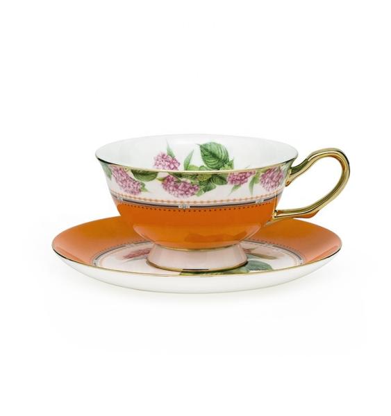 Quality Pink Floral Design Porcelain Cups Decal Luxury Coffee Tea Cup And Saucer With for sale