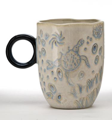 China Decoração de padrão de animais Copo de caneca cerâmica lindas canecas feitas à mão Copas feitas à mão à venda