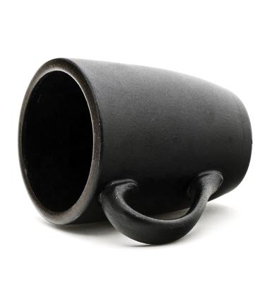 Cina Logo personalizzato tazza di caffè in ceramica riutilizzabile in colore vetrato nero semplice in vendita
