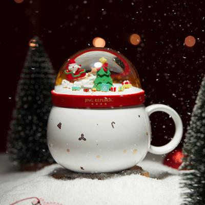 Cina Cute tazza di Natale Creativi Uomini Donne Tazza di ceramica con coperchio Grande coppia bere tazza di caffè in vendita