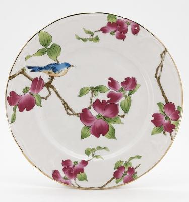 Cina Piatto da cena in ceramica bianca decorativo con bordo d'oro per festa di matrimonio in vendita