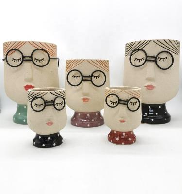 Cina Porcellana Ceramica Piante Vaso Per Succulenti Instagram 3D Incantevole Unico in Forma di Donna in vendita