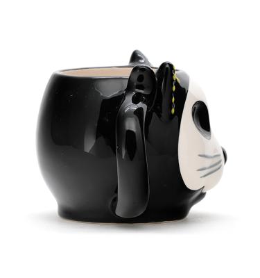 中国 Best Selling cute earthenware 3d cat shaped Animal Ceramic Mugs Design with 3D handpaint 販売のため