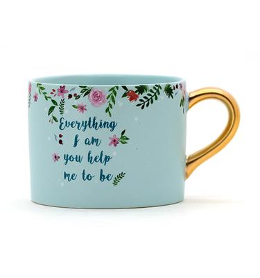China Mooie Moedersdag Eco-vriendelijke Servers Elegante Design Moeder mok Keramische koffie met gouden handvat Te koop