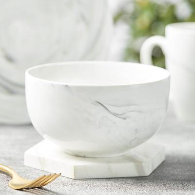 China Moderne witte porseleinen eetgerei set marmeren patroon plaat kom mok Te koop