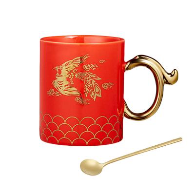 Cina Pronta per la spedizione in magazzino Tazza di caffè in ceramica dipinta a mano in stile scatola regalo per regalo di compleanno Decorazione domestica in vendita