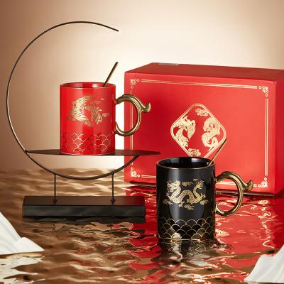 Cina Pronta per la spedizione in magazzino Tazza di caffè in ceramica dipinta a mano in stile scatola regalo per regalo di compleanno Decorazione domestica in vendita
