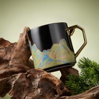 China Exquisite Hand Painted Gold Handle Mug for sale