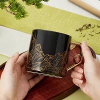 China Exquisite Hand Painted Gold Handle Mug for sale