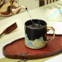 China Exquisite Hand Painted Gold Handle Mug for sale