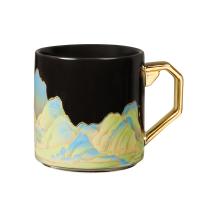 China Exquisite Hand Painted Gold Handle Mug for sale