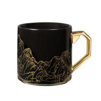 China Exquisite Hand Painted Gold Handle Mug for sale