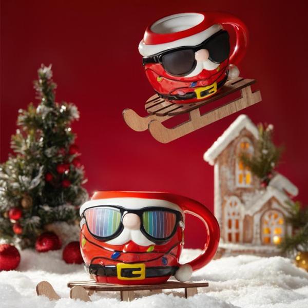Quality Ergonomic Handle Ceramic Handmade Mugs For Coffee Tea Cereal Home Christmas for sale
