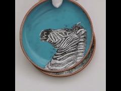 Animal Zebra Tiger Printing Stoneware Plate For Kids Heath Keramiek Eetplaten