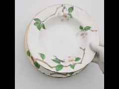 Flower Ceramic Dinner Plates tafelgerei Gouden Rimp Ceramic Soep Plaat TW-02A121