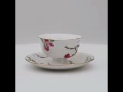 Witgoud RIM Afternoon Tea Set met bekers en schotels Porseleinen theepot en cup set