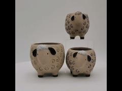 Wholesale hot sale lovely instagram 3D unique sheep succulent flower pot in pottery clay ceramic