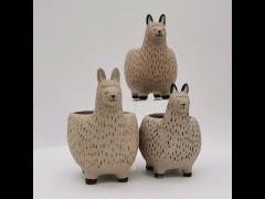 Unique Alpaca Lama Flower Succulent Pot in Pottery Clay Ceramic Wholesale Hot Sale Lovely Instagram 3D Flower/succulent Pots